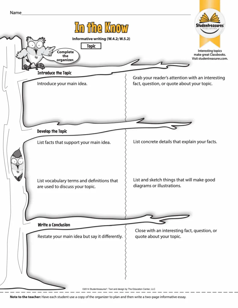 writing process worksheet grade 4